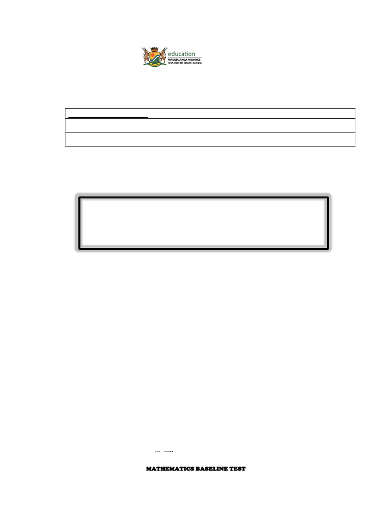 Grade 4 Mathematics Baseline Test 2025 | PDF | Languages Of Africa ...