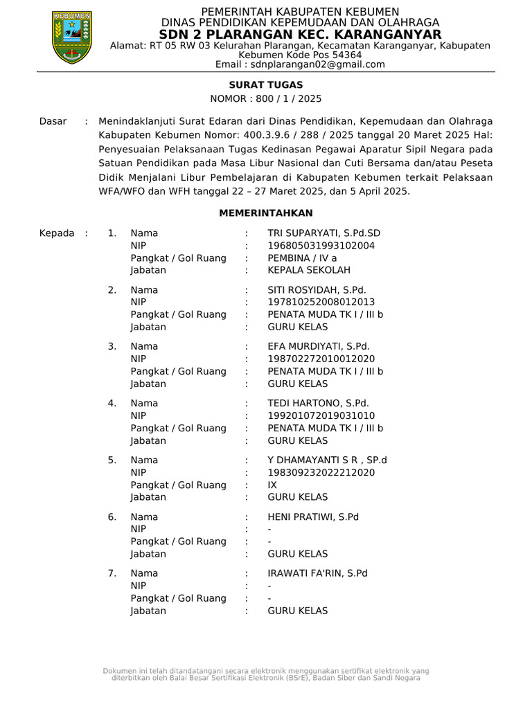 Tedi WFH 27 Maret 2025 | PDF