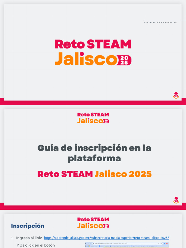 Guia de Inscripcion - Reto STEAM Jalisco 2025 - Actualizado - 18 FEB | PDF