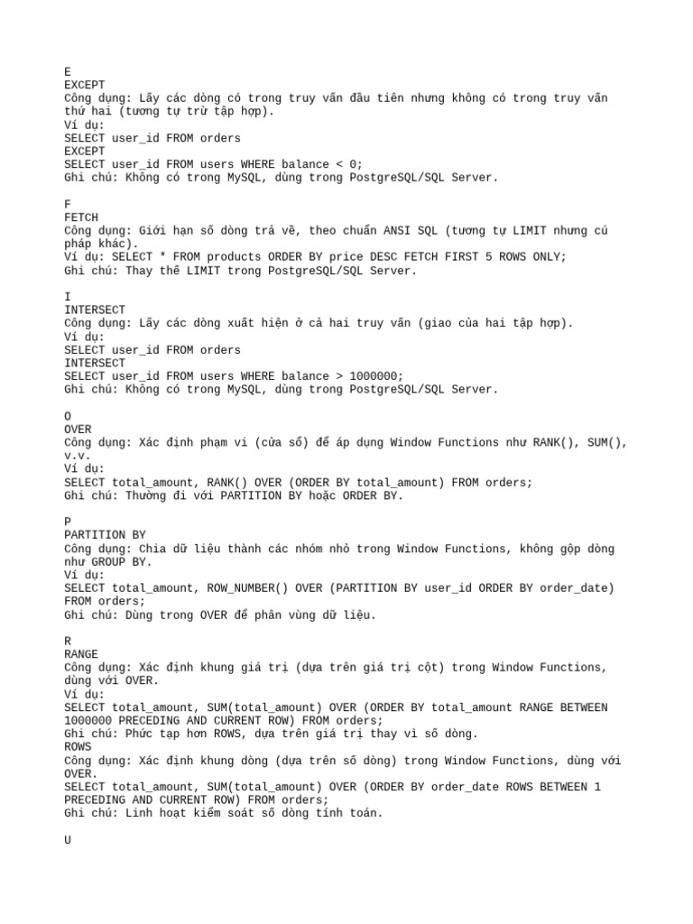 Sql Advanced Clauses Pdf