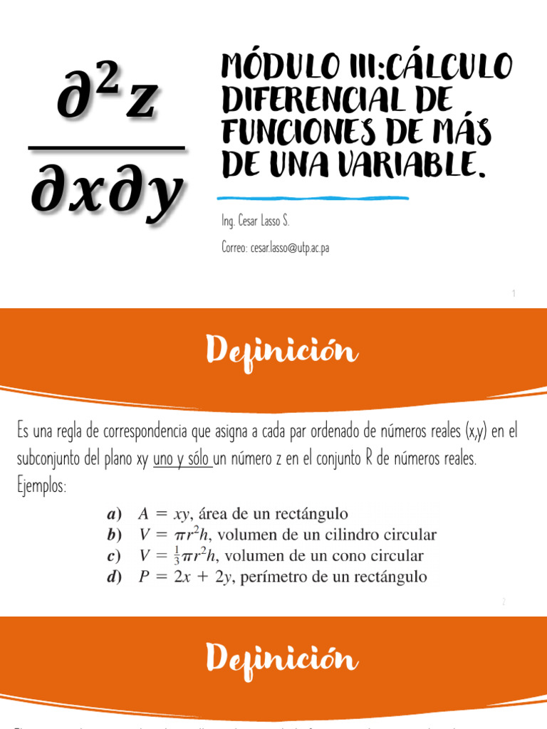 Módulo III Calculo Diferencial de Funciones de Varias Variables | PDF | Función (Matemáticas ...