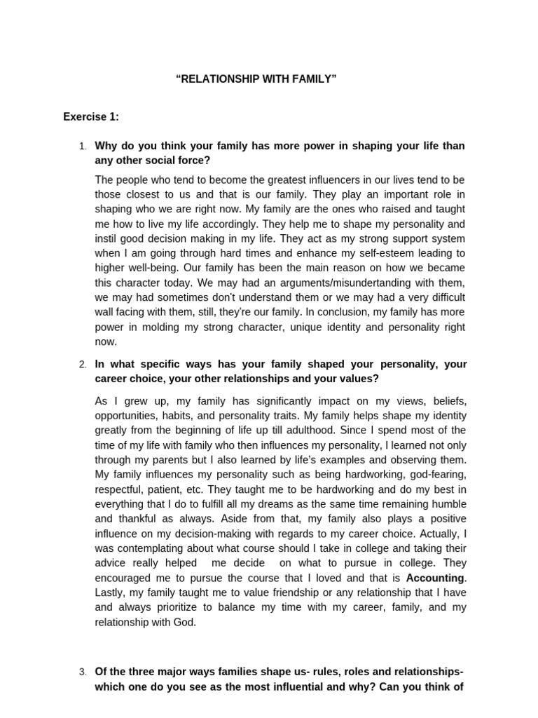Family Influence on Personal Development | PDF | Reason | Psychological ...