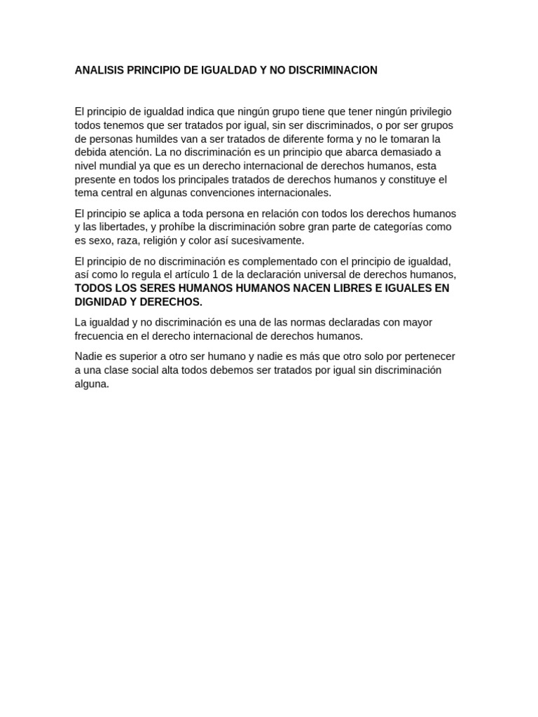 ANALISIS PRINCIPIO DE IGUALDAD Y NO DISCRIMINACION NOTARIAL 1 | PDF