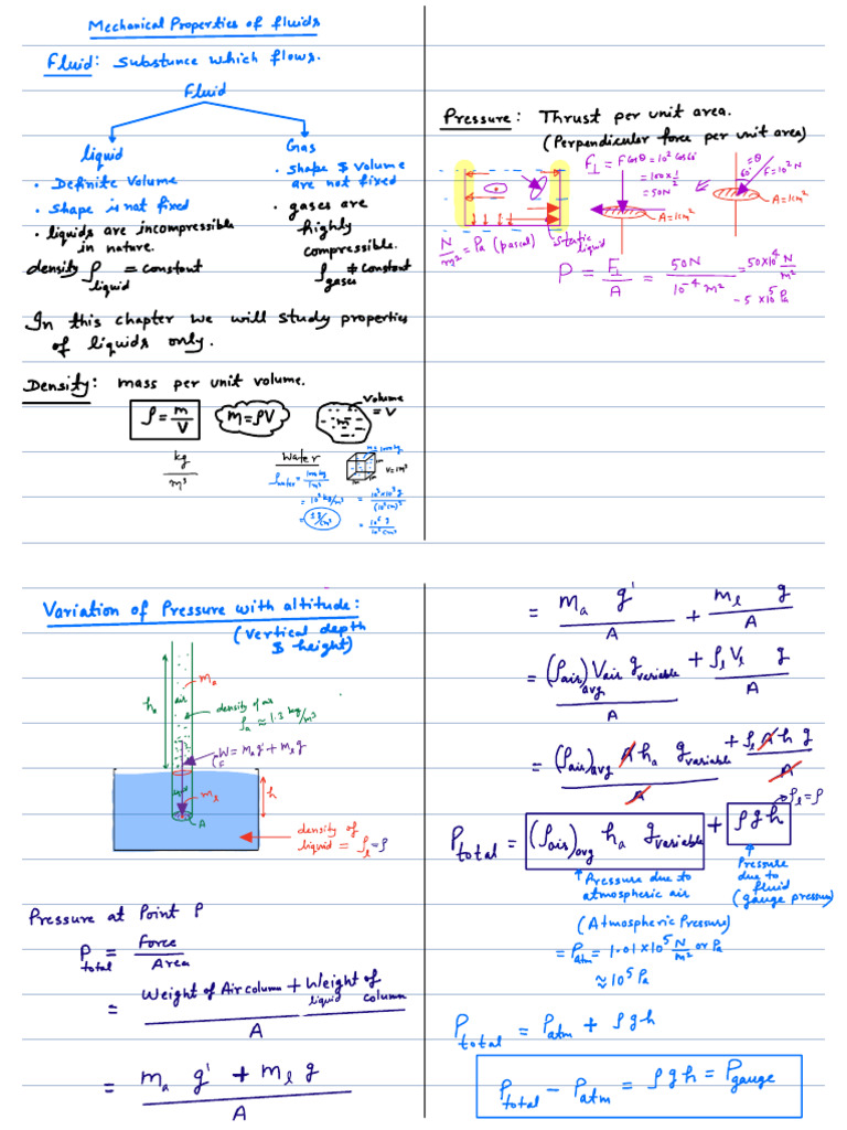 Fluid Mechanics: Properties and Principles | PDF | Pressure | Buoyancy
