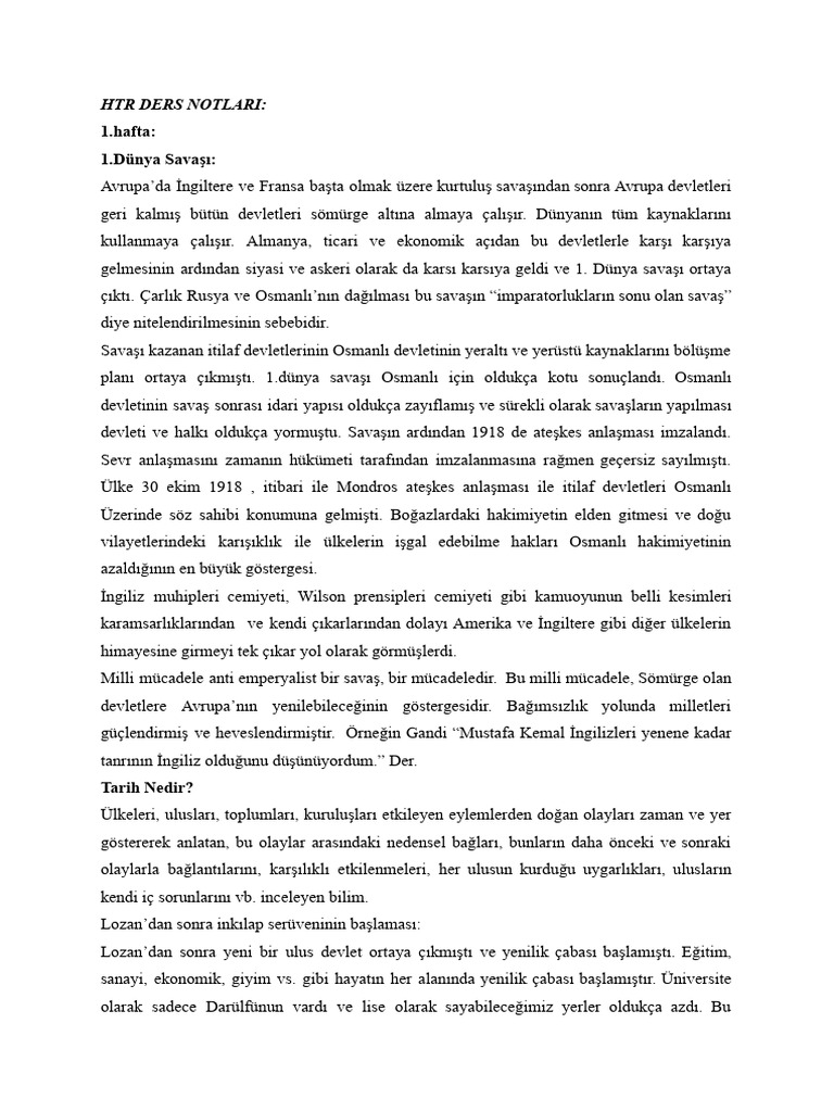 Htr301 Ders Notlari | PDF