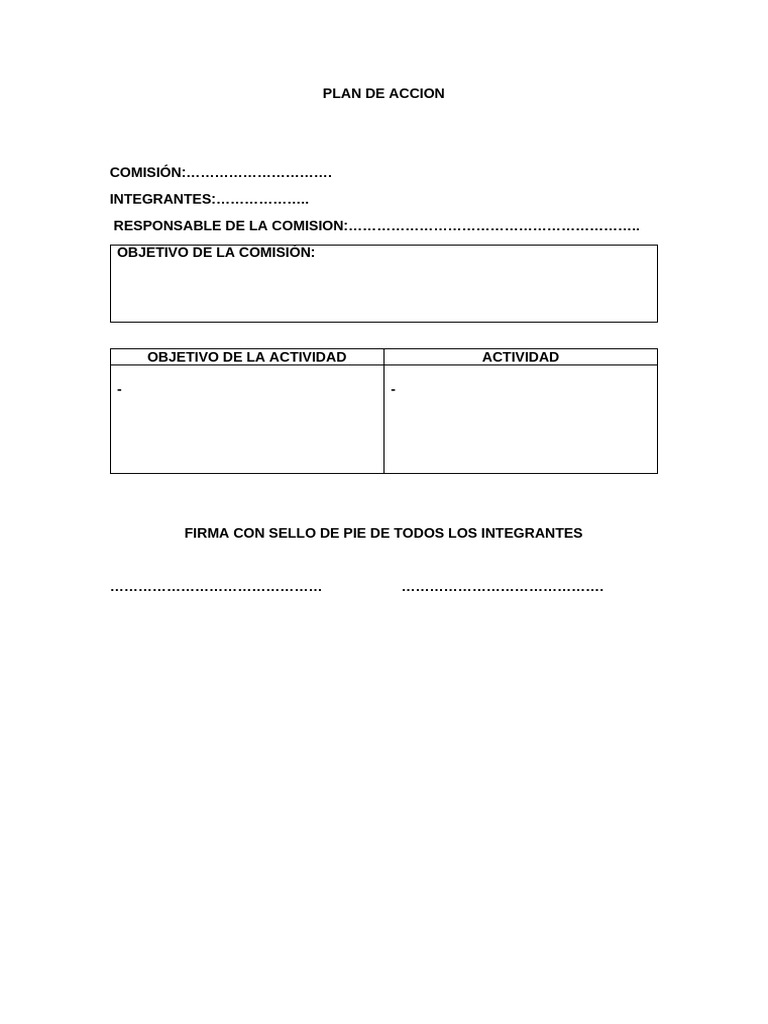 Plan de Accion de Comisiones | PDF
