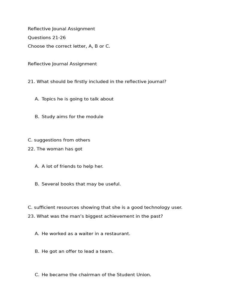 LISTENING Reflective Jounal Assignment | PDF