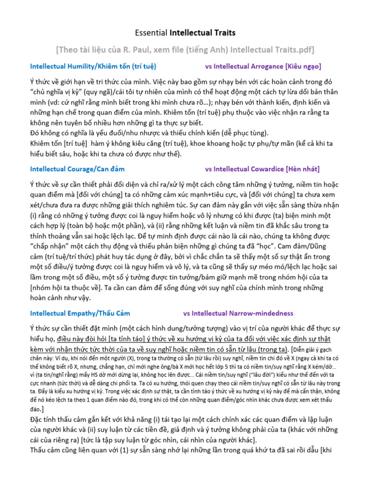 Essential Intellectual Traits-EDU | PDF