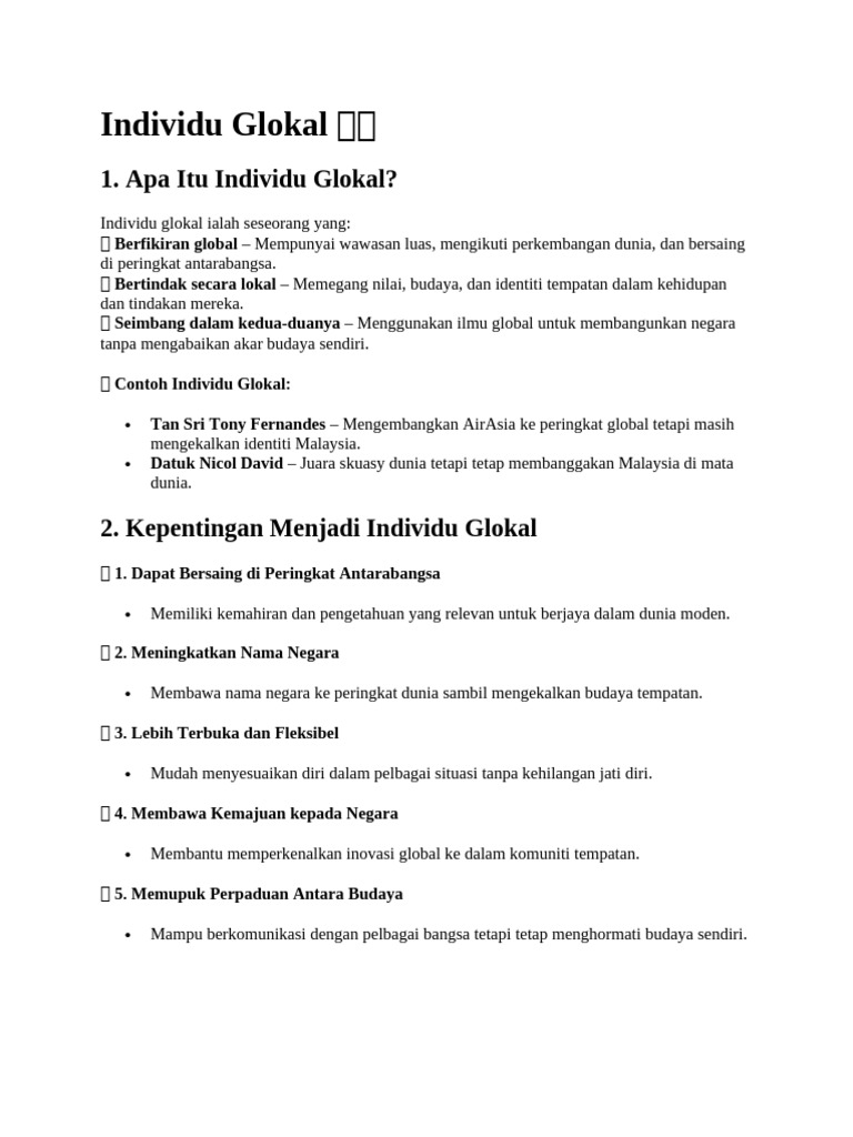 Kepentingan Individu Glokal dalam Pendidikan | PDF