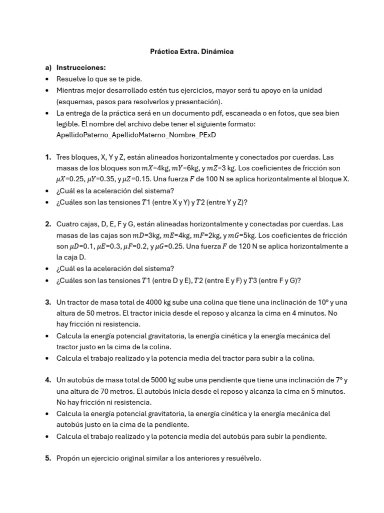 Práctica Extra Dinámica | PDF