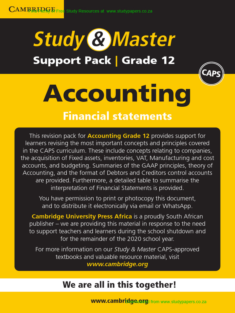 Study Master Gr12 Accounting Financial Statements 014250 | PDF | Equity ...