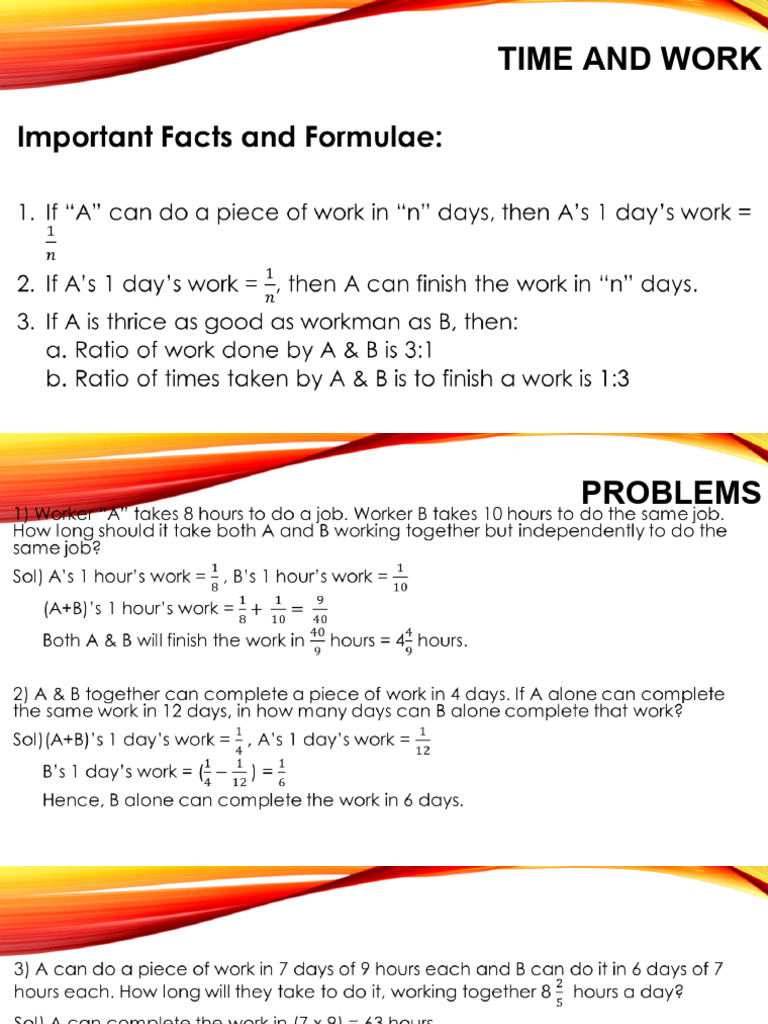 Time, Work, and Distance Problem Solving | PDF