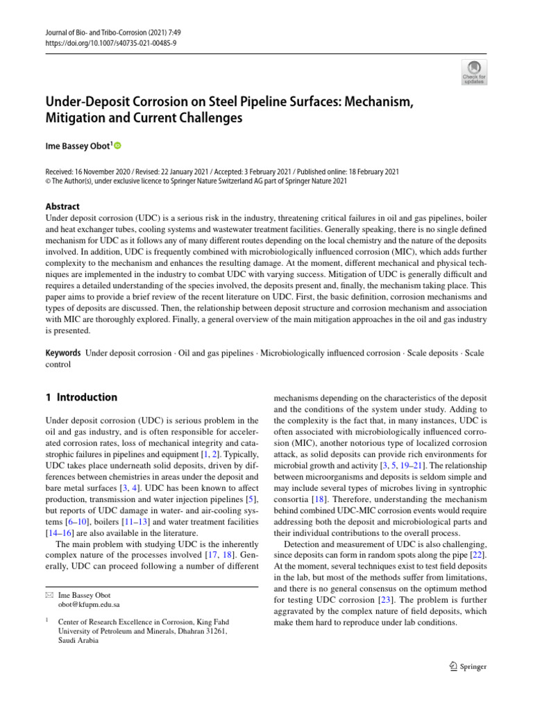 Corrosion Under Deposits | PDF | Corrosion | Anode