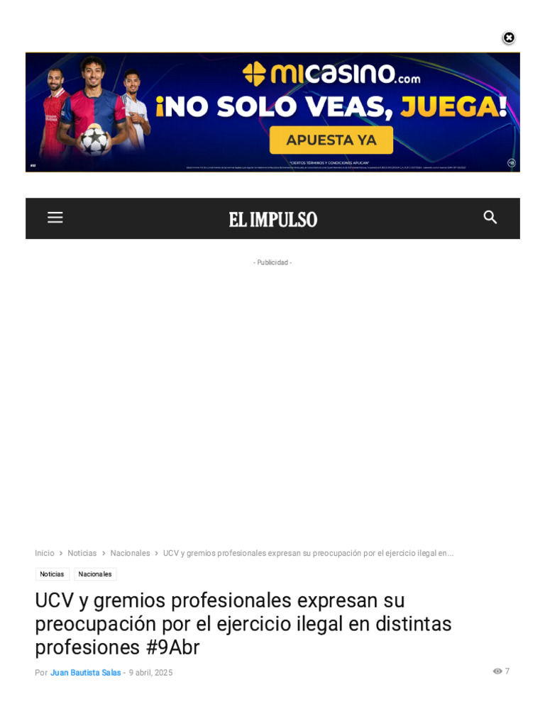 UCV y gremios profesionales expresan su preocupación por el ejercicio ilegal en distintas ...