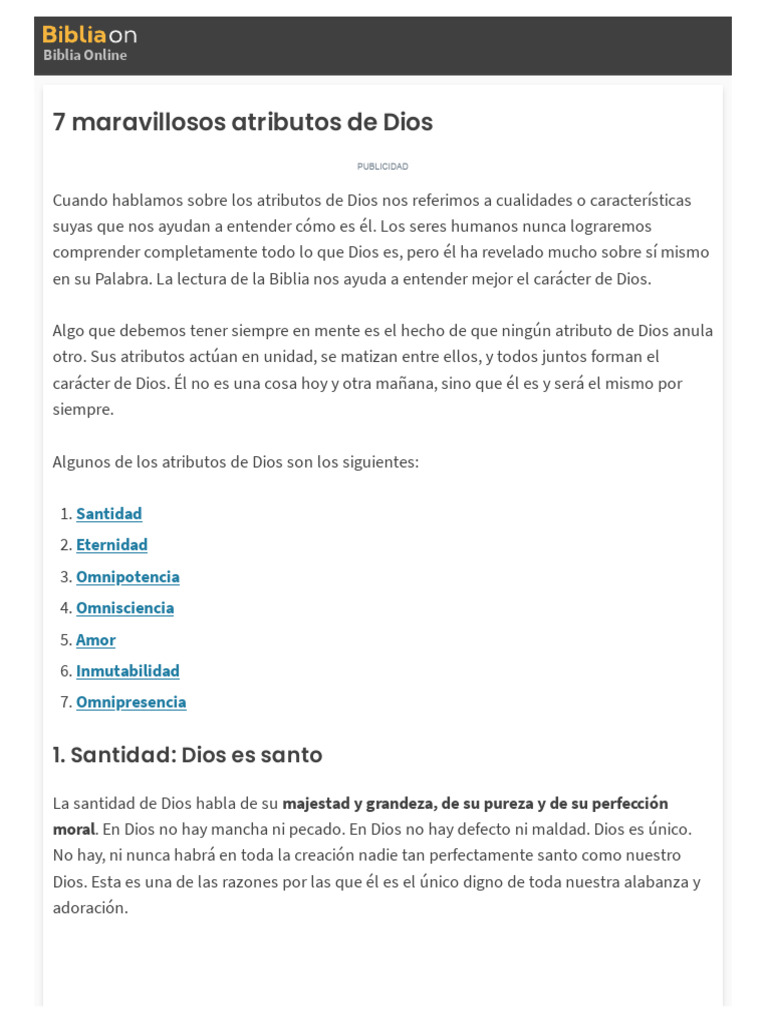 Atributos De Dios | PDF | Amor | Dios