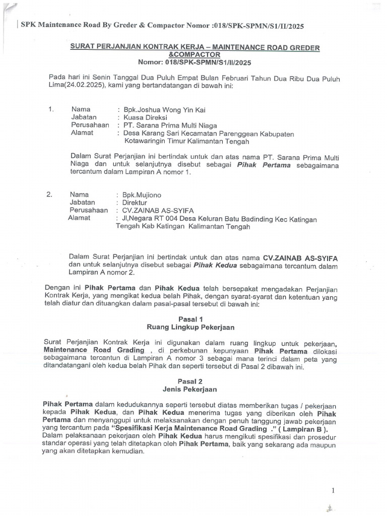 SPK 018 Road Grading MR CV Zas s1 | PDF