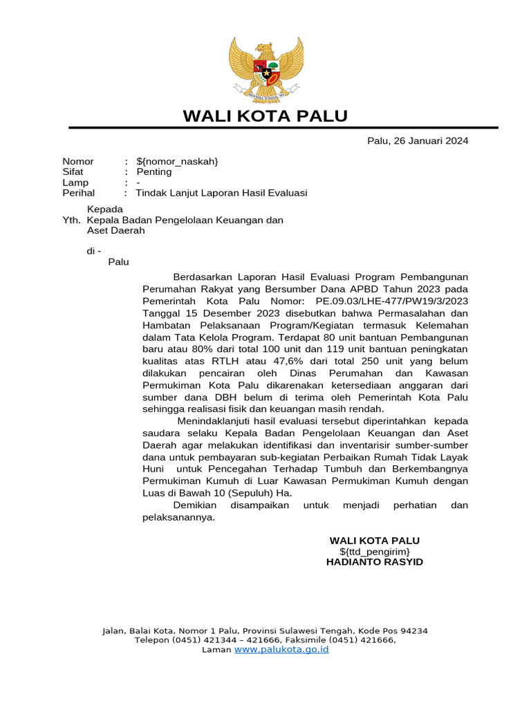 Surat Rekomendasi BPKP BPKAD | PDF