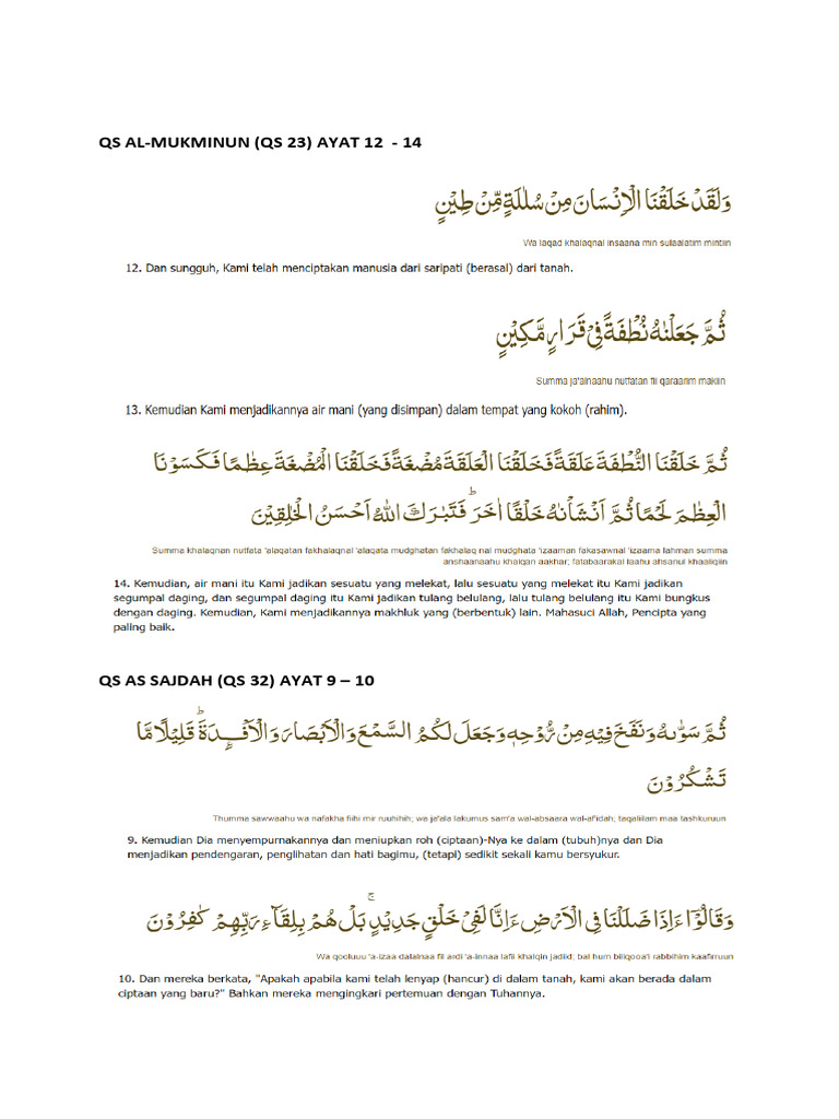 Al-Mukminun, As Sajdah, Maryam | PDF