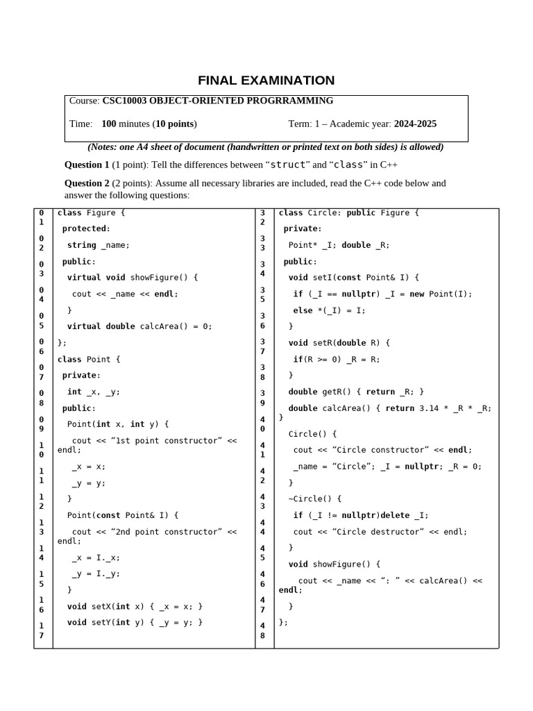 OOP-CLC-2024 Final - Shapes | PDF | Complex Number | C++