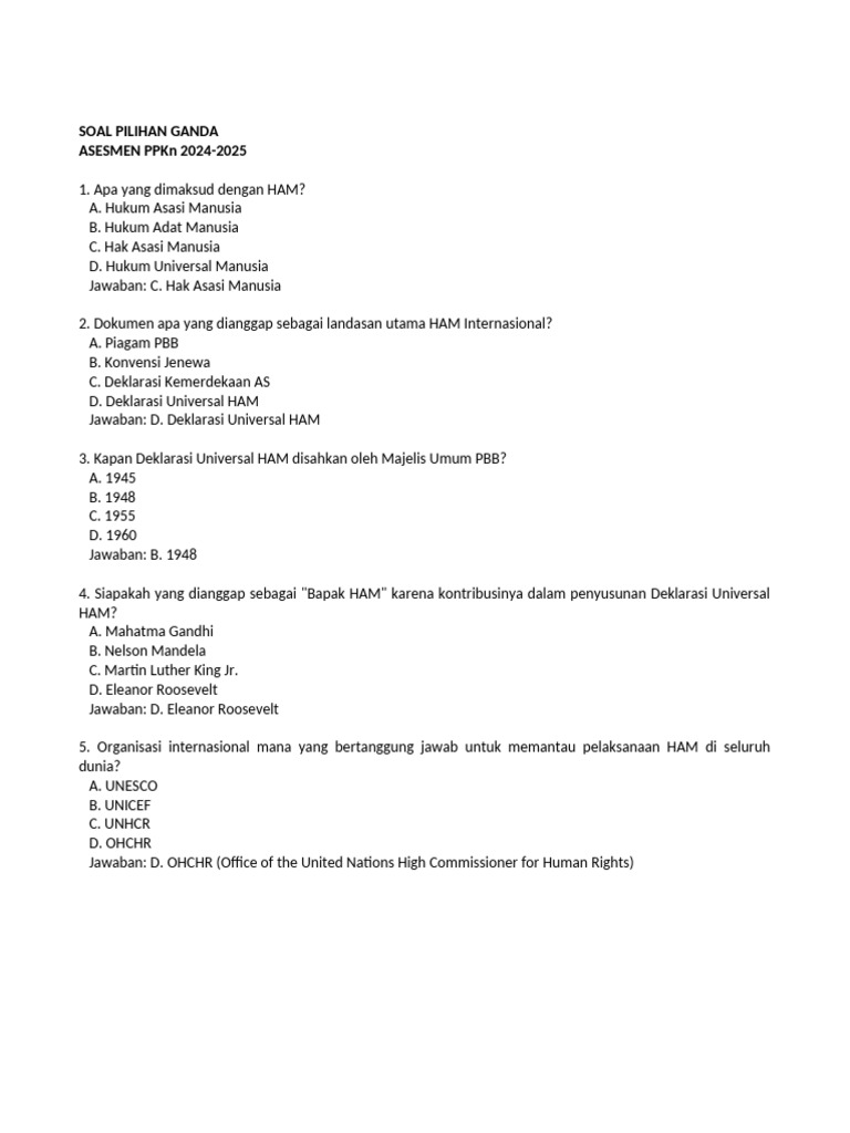 ASESMEN PPKN 2024-2025 | PDF