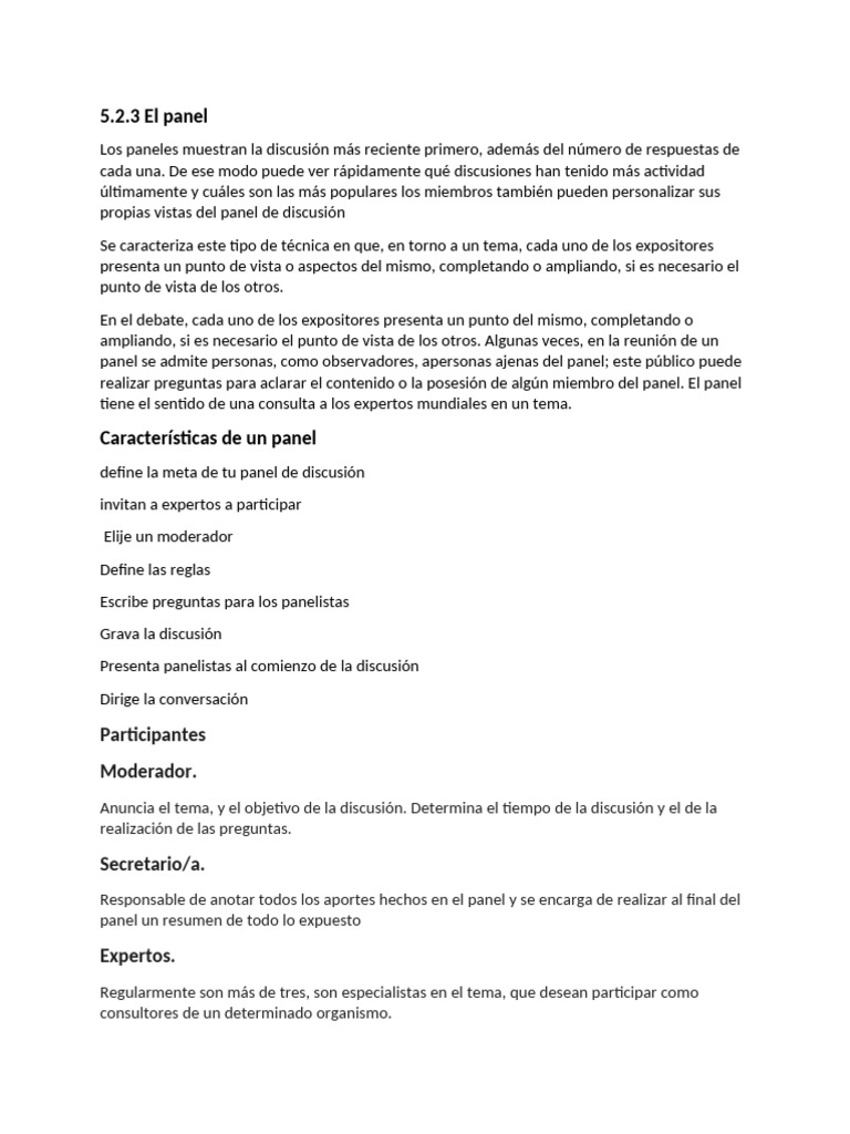¿Qué es un panel de discusión? | PDF