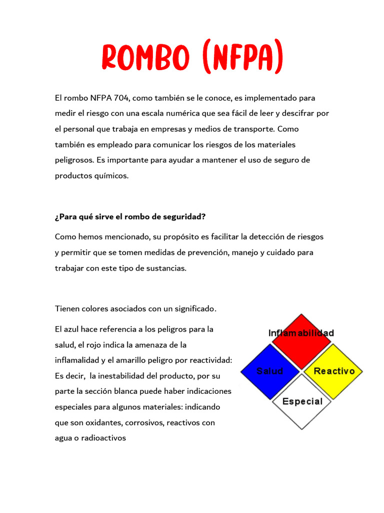El Rombo (Nfpa) Grupo 1 | PDF | Agua | Combustión