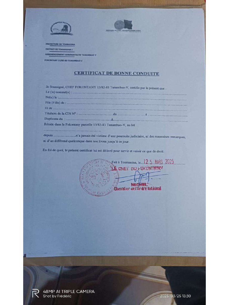 certificat de bonne conduite | PDF