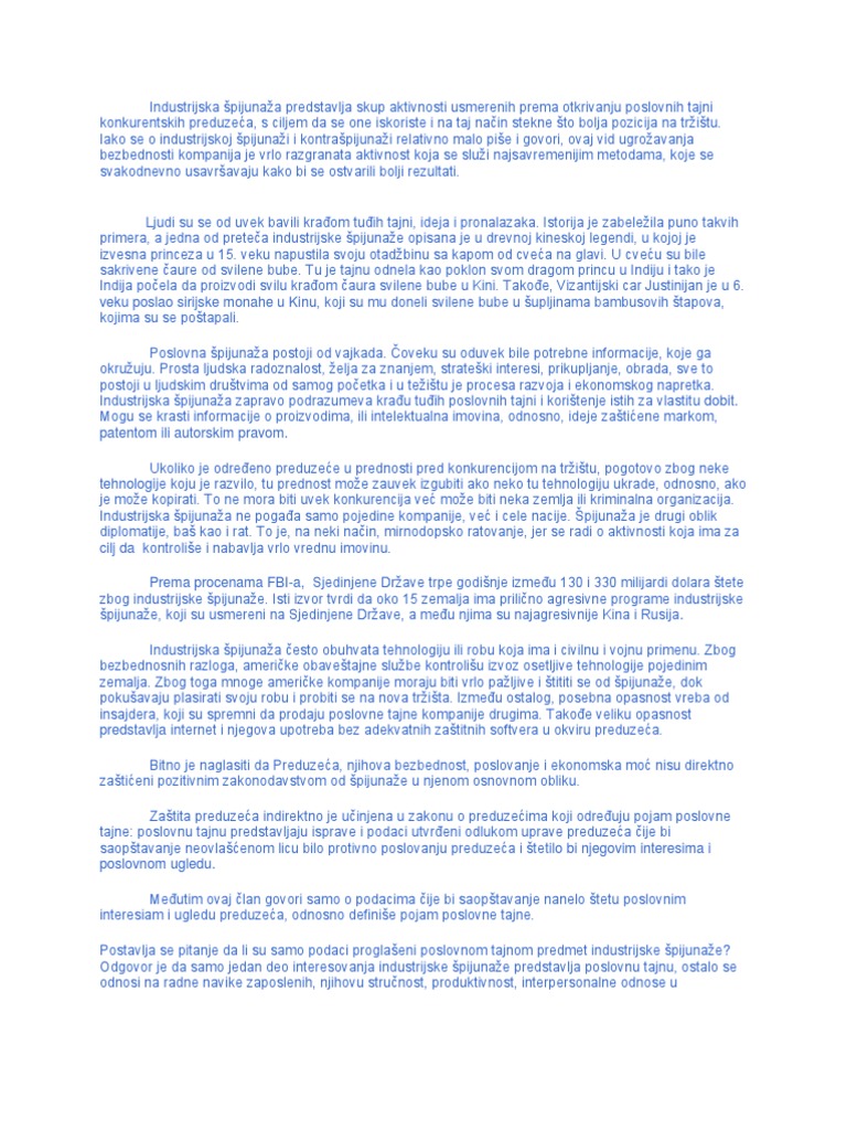 Industrijska Spijunaza | PDF