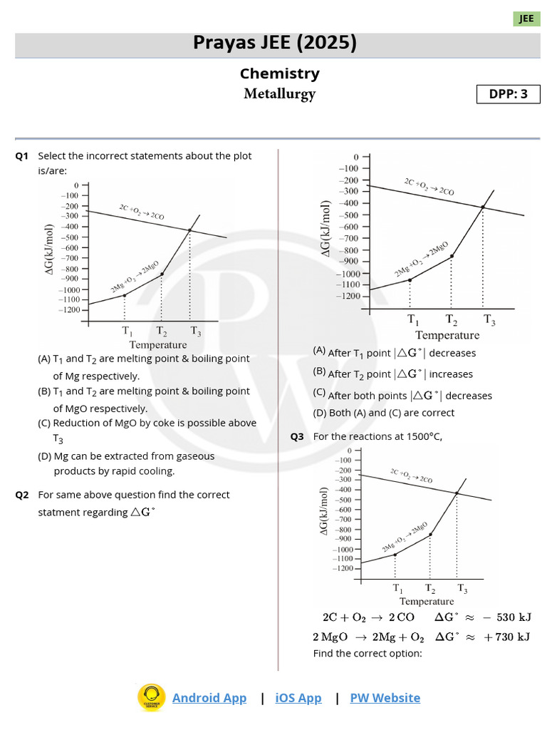 Metallurgy - DPP 03 (Of Lec 04) - Prayas JEE 2025 | PDF | Magnesium | Materials