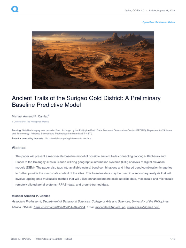 Ancient Trails of the Surigao Gold District: A Preliminary Baseline ...