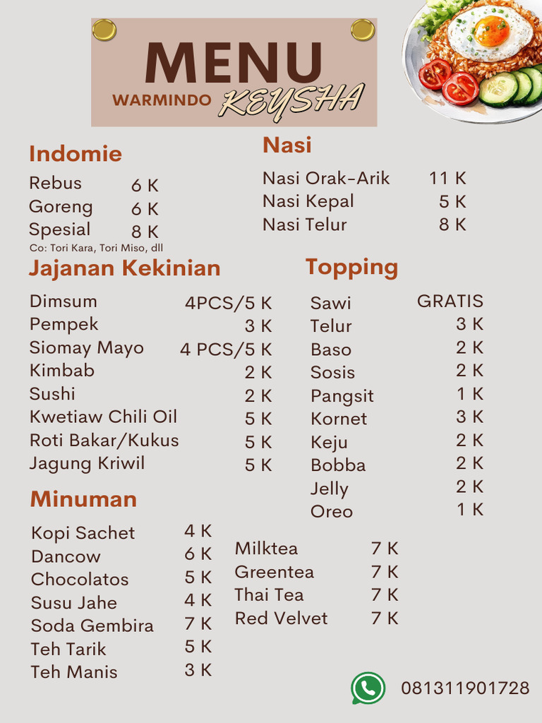 Menu Kekinian Warung Indomie 2024 | PDF