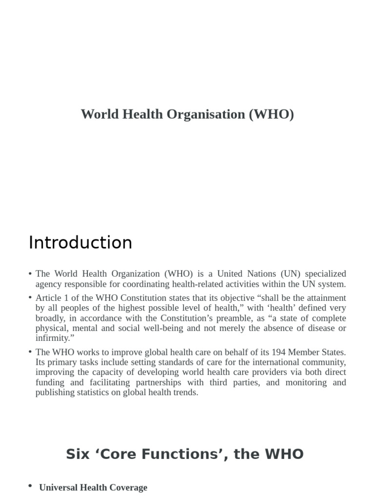Overview of the World Health Organization | PDF | World Health ...