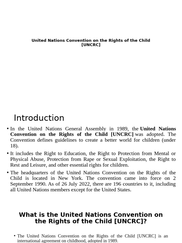 United Nations Convention On The Rights of The Child (UNCRC) | PDF ...