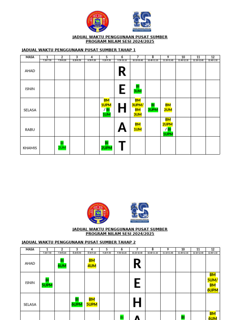Jadual Waktu Nilam 2024 | PDF