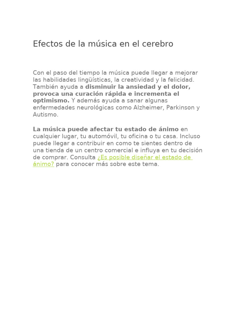 Efectos de La Música en El Cerebro | PDF | Ritmo | Cerebro