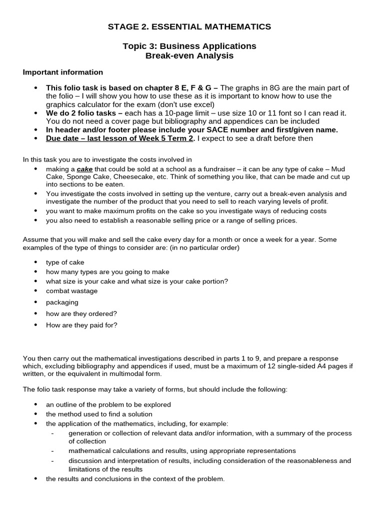 Folio - Topic 3 - Break-Even Analysis 2025 | PDF | Mathematics | Reason