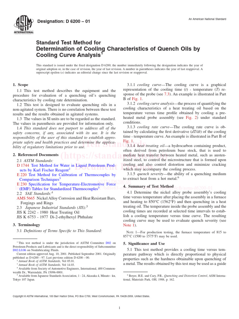Quenching Oli - Astm-D6200-01 | PDF | Heat Treating | Chemical Substances