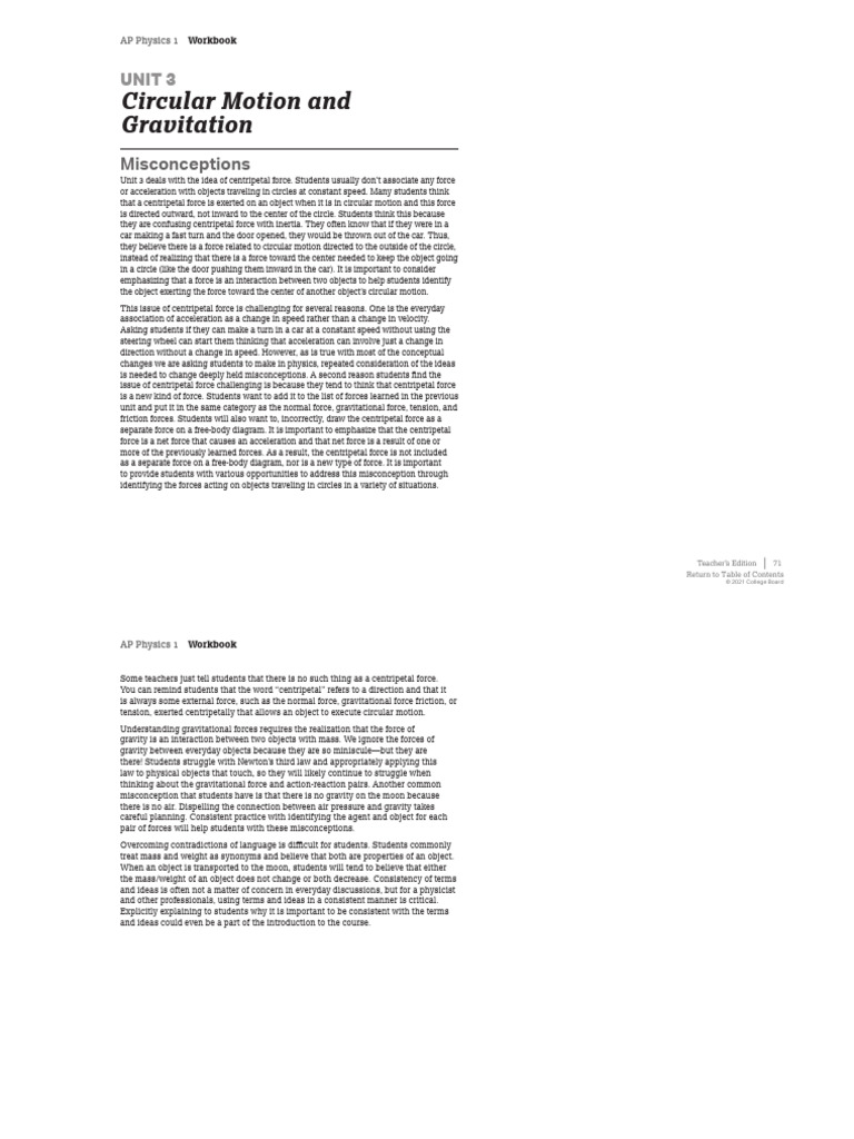 Student Workbook (Solutions) - Unit 2.9 (Circular Motion) | PDF | Force ...