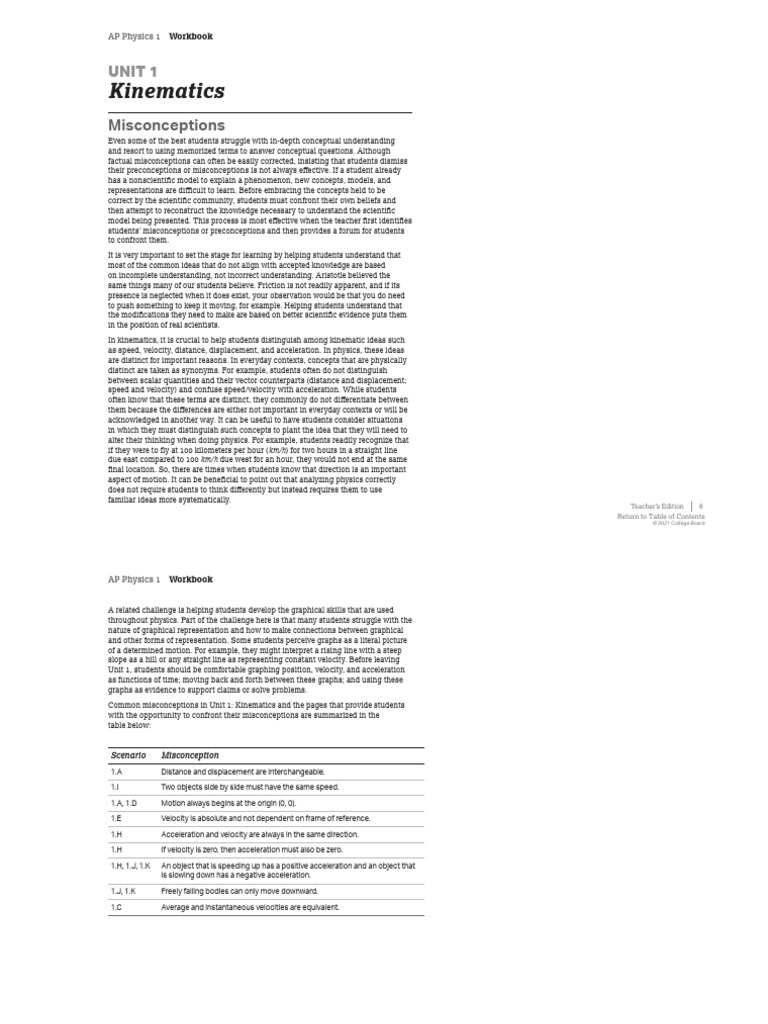Student Workbook (Solutions) - Unit 1 (Kinematics) | PDF | Velocity ...