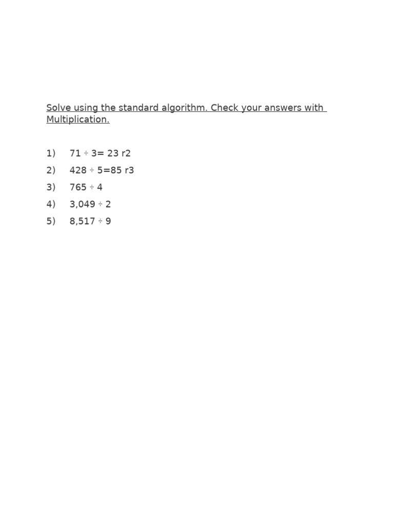 Division With Remainders Review 4 | PDF