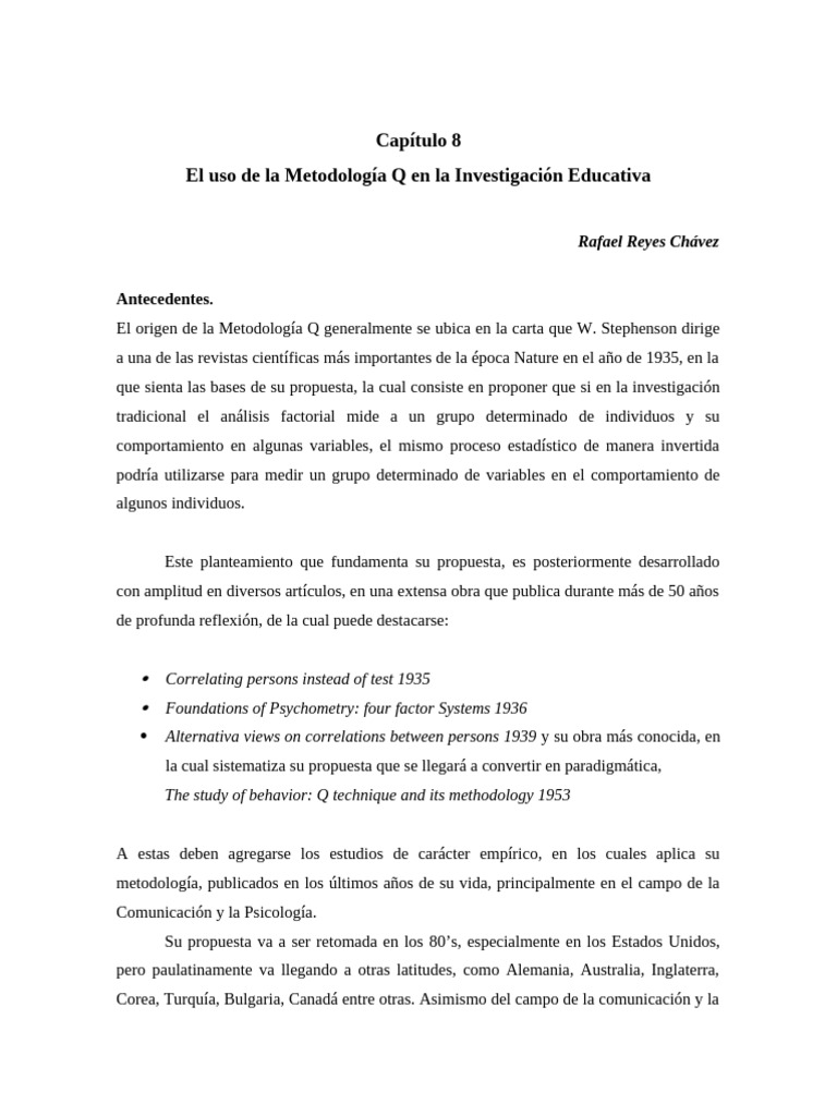 Capítulo Metodología Q | PDF | Razonamiento inductivo | Análisis factorial
