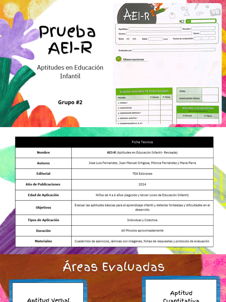 Presentación Pruba AEI-R | PDF | Memoria | Educación de la primera infancia