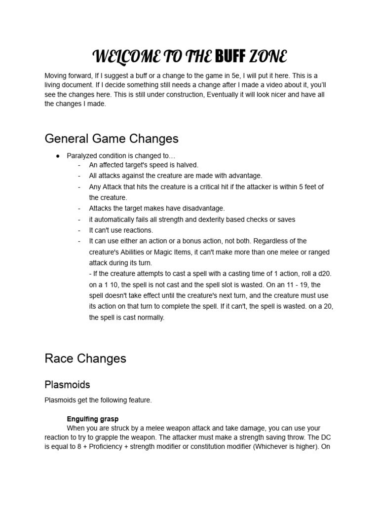 Welcome To The Buff Zone | PDF