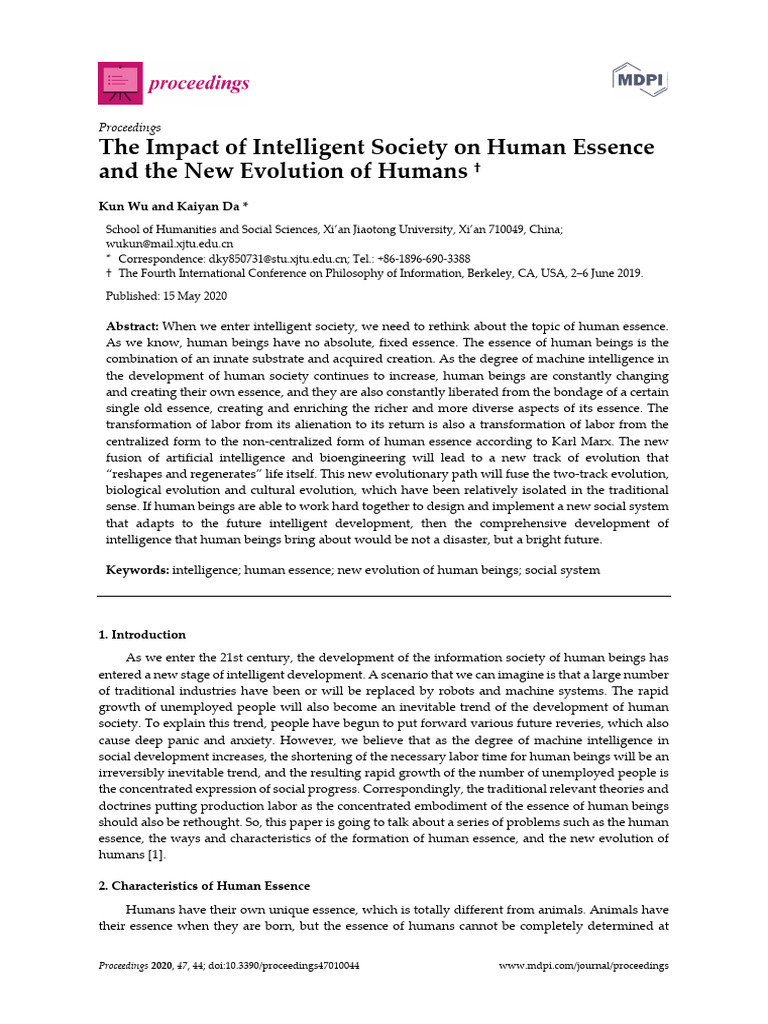 The Impact of Intelligent Society on Human Essence | PDF | Evolution ...