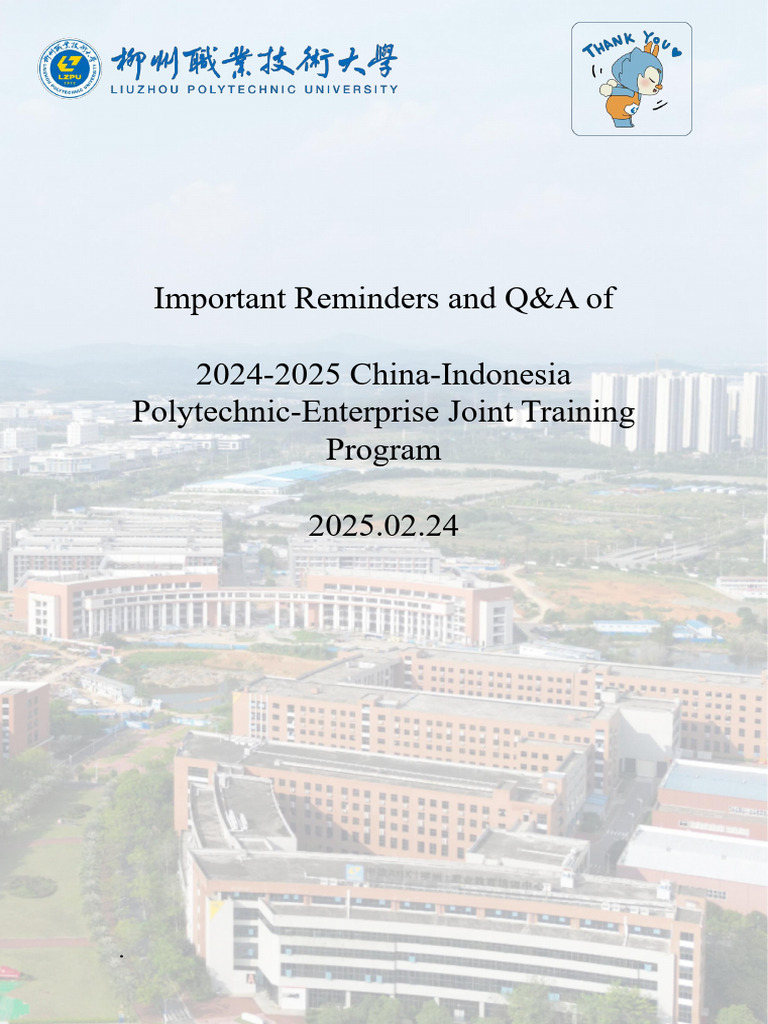 Important Reminders and Q&A of China-Indonesia Polytechnic-Enterprise Joint Training Program ...