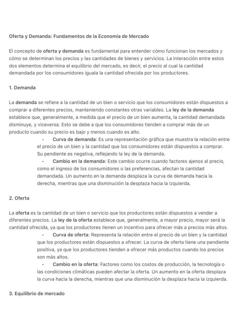 Oferta y Demanda - Fundamentos de La Economía de Mercado | PDF | Oferta ...