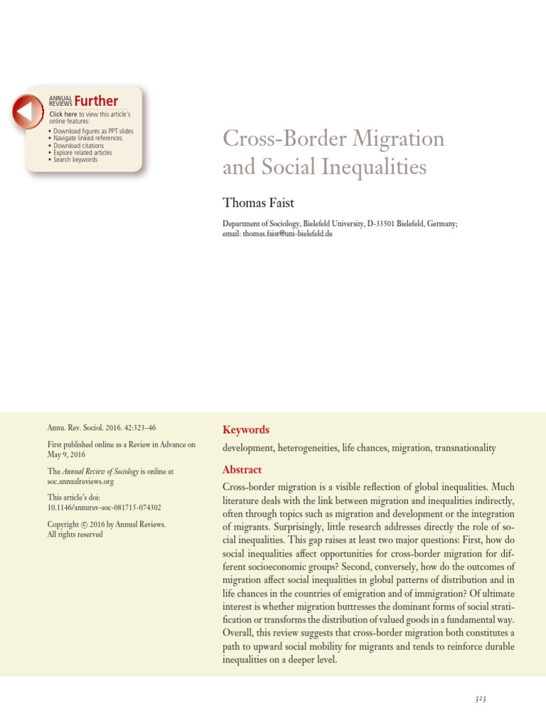 Thomas Faist Article | PDF | Human Migration | Economic Inequality