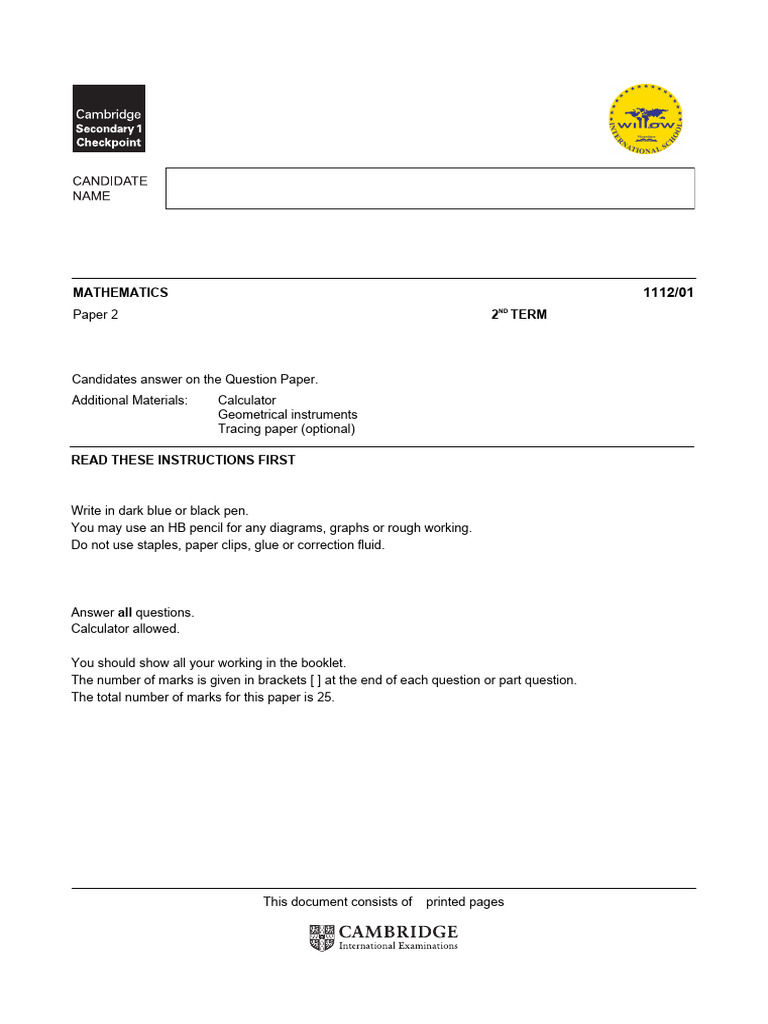 GR 9 Maths P2 Mid Term Exam 2ND Term 2019 | PDF | Length | Function (Mathematics)