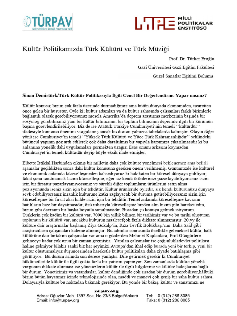 Kultur Politikamizda Turk Kulturu Ve Tur | PDF