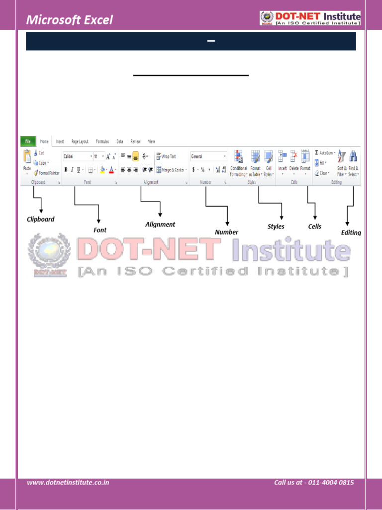 Ms Excel Lesson 2 Home Toolbar | PDF | Microsoft Excel | Software